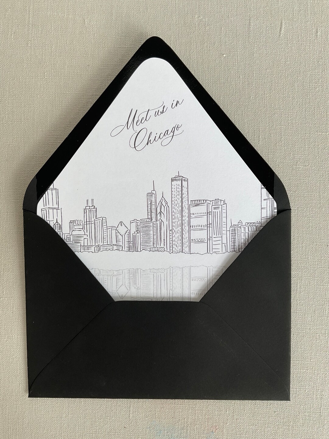 Printable Chicago Skyline Envelope Liner Template, Envelope Liner With ...