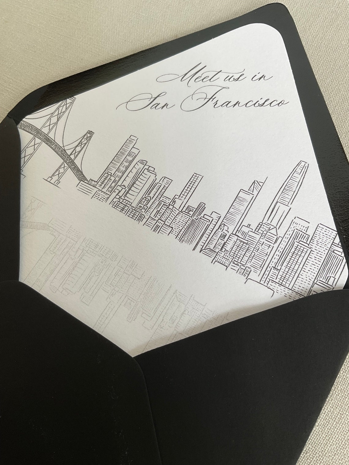 Printable San Francisco Skyline Envelope Liner Instant Download Black ...