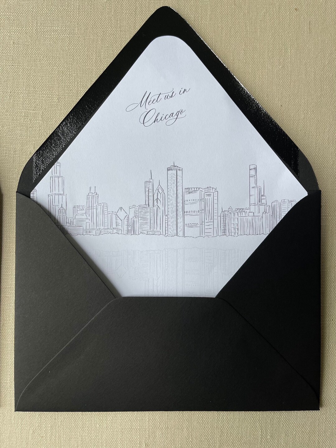 Printable Chicago Skyline Envelope Liner Template Envelope - Etsy