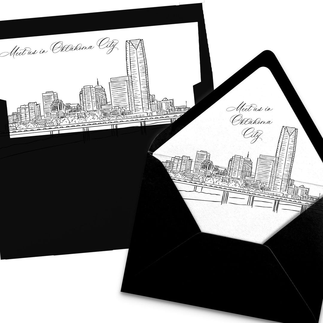 Printable Oklahoma City Skyline Envelope Liner Instant Download Black ...