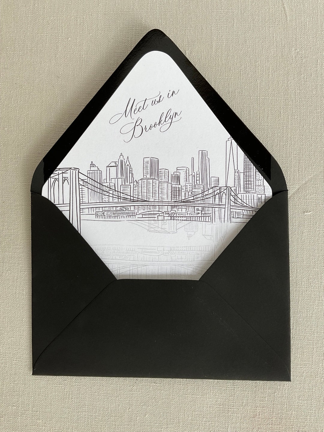 Printable Brooklyn Skyline Envelope Liner Template Envelope - Etsy