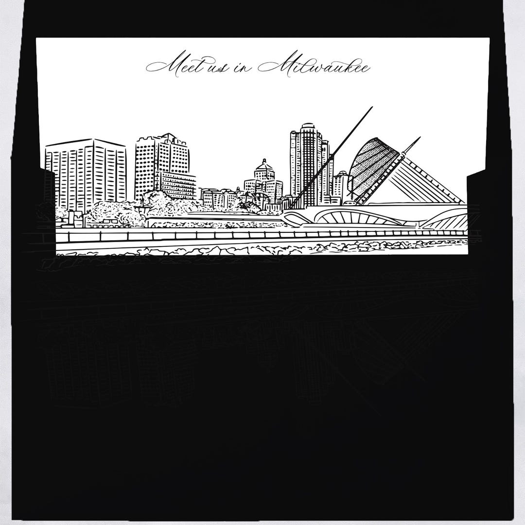 Printable Milwaukee Skyline Envelope Liner Instant Download Black and ...