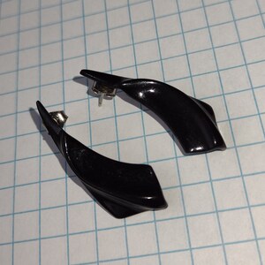 80s Geometric Shape Earrings Black Painted Enameled Metal 90s for ...