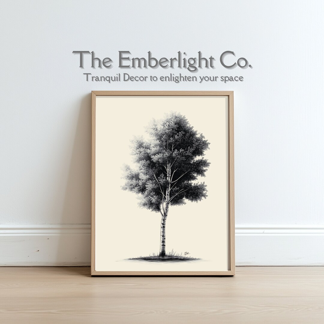Neutral Natural Aspen Tree Print | Woodland Art Decor | Farmhouse Wall ...