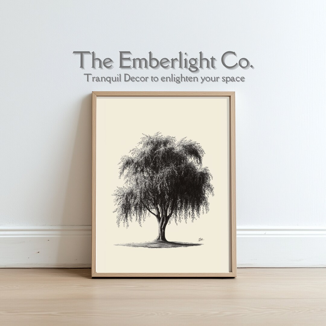 Neutral Natural Willow Tree Print | Woodland Art Decor | Farmhouse Wall ...