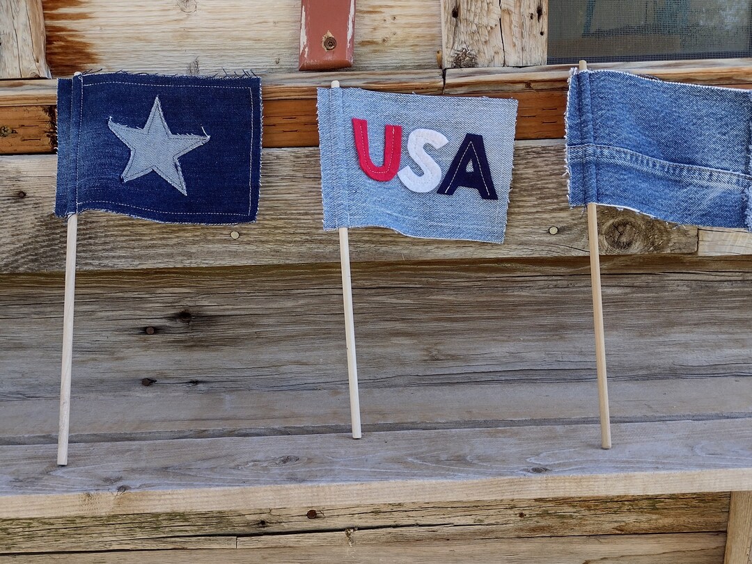 Handmade Patriotic Decoration, Denim Flags, Summer Decor, Patriotic ...