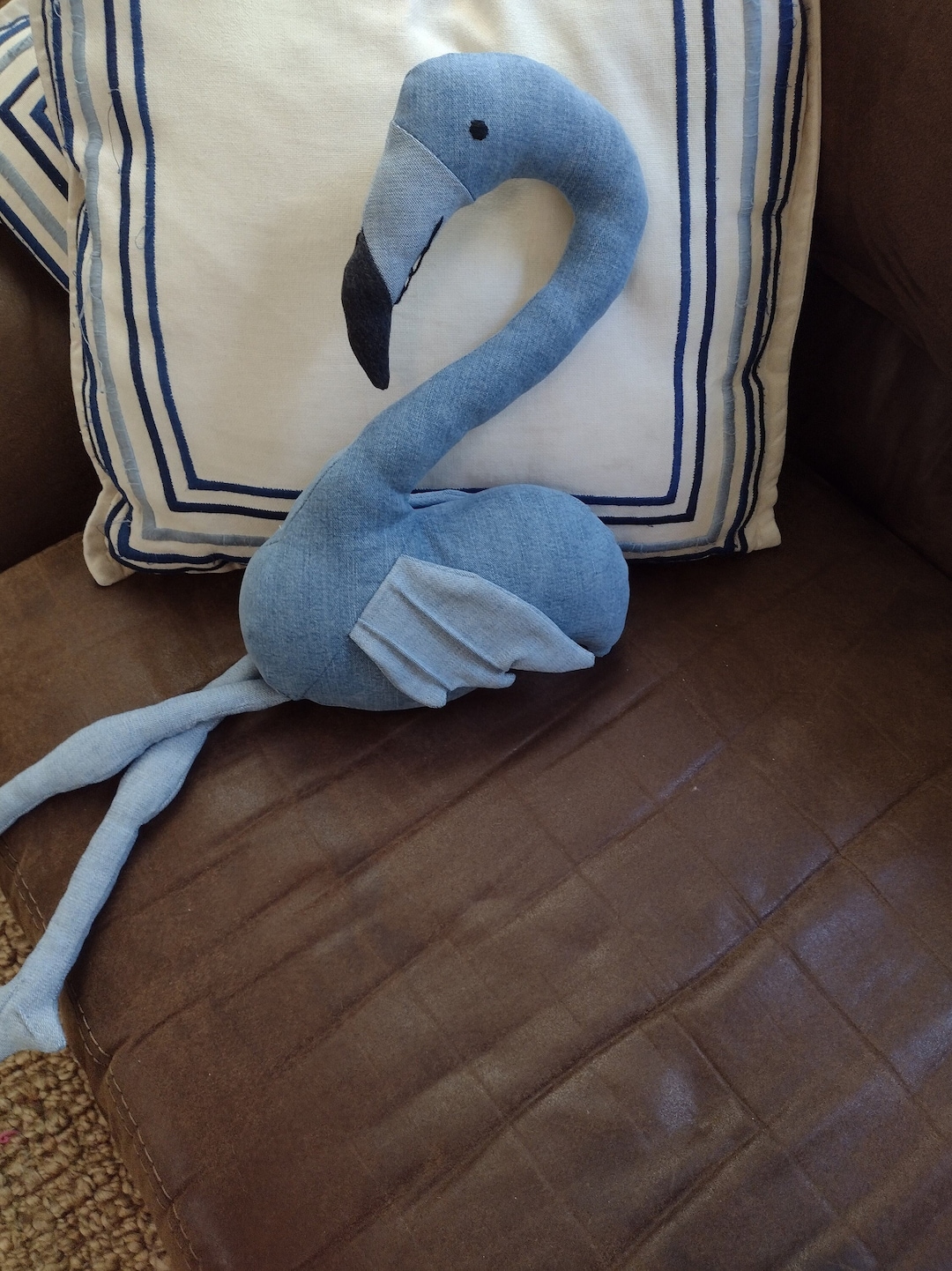 Denim Flamingo Plush – Upcycled & Handcrafted - Etsy