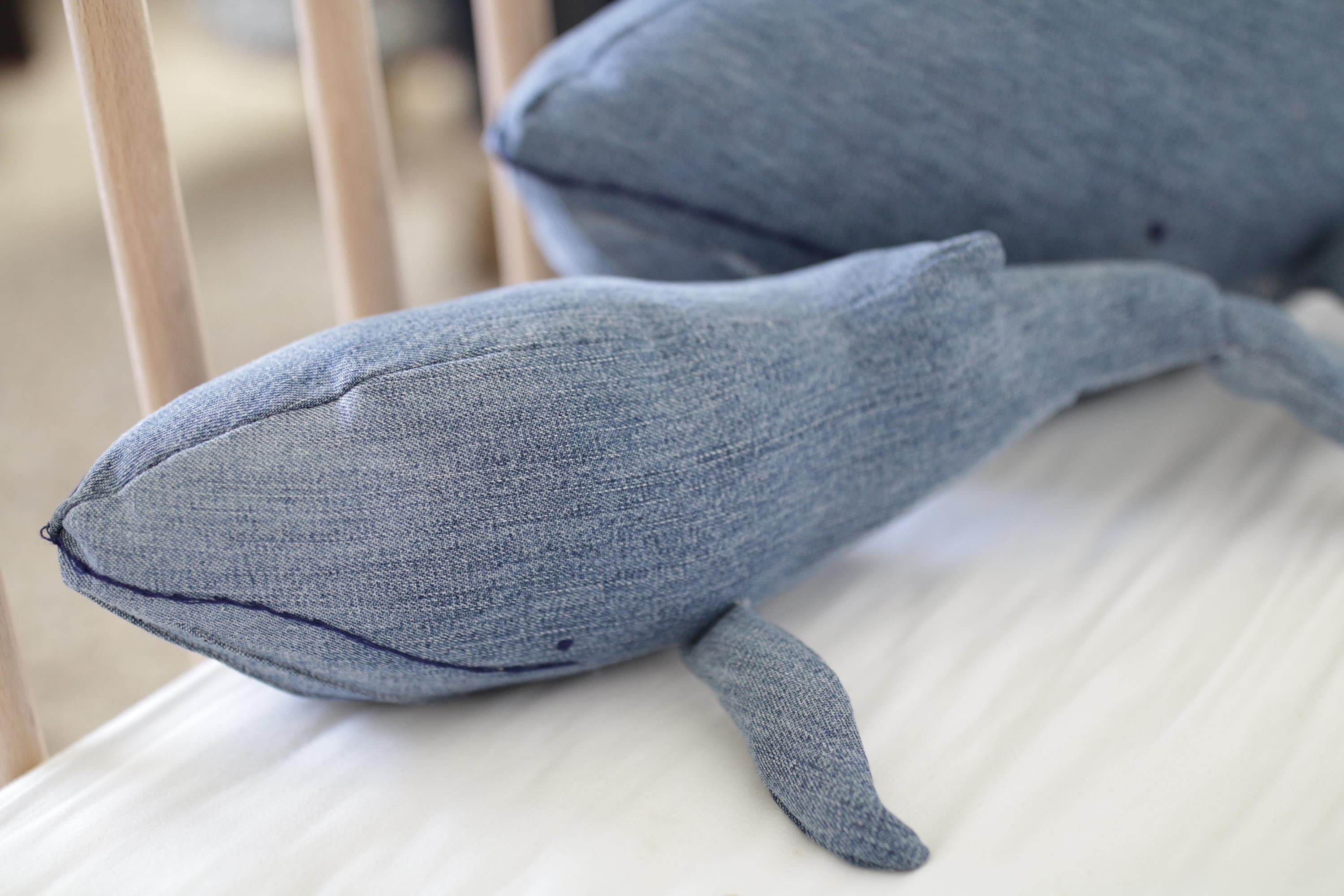 Stuffed Denim Whale - Etsy