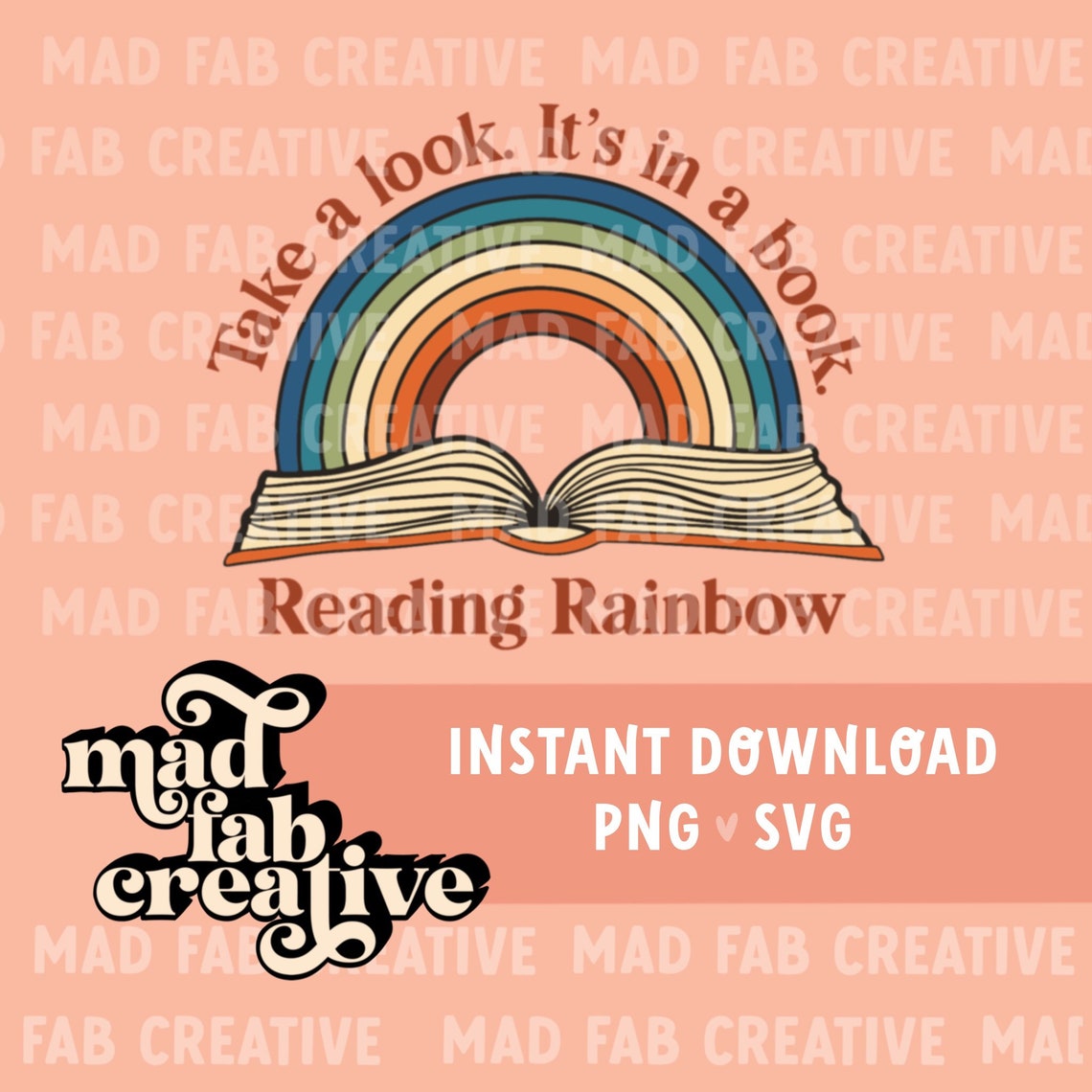 Reading Rainbow Book SVG PNG Digital Download Vinyl Cut File - Etsy