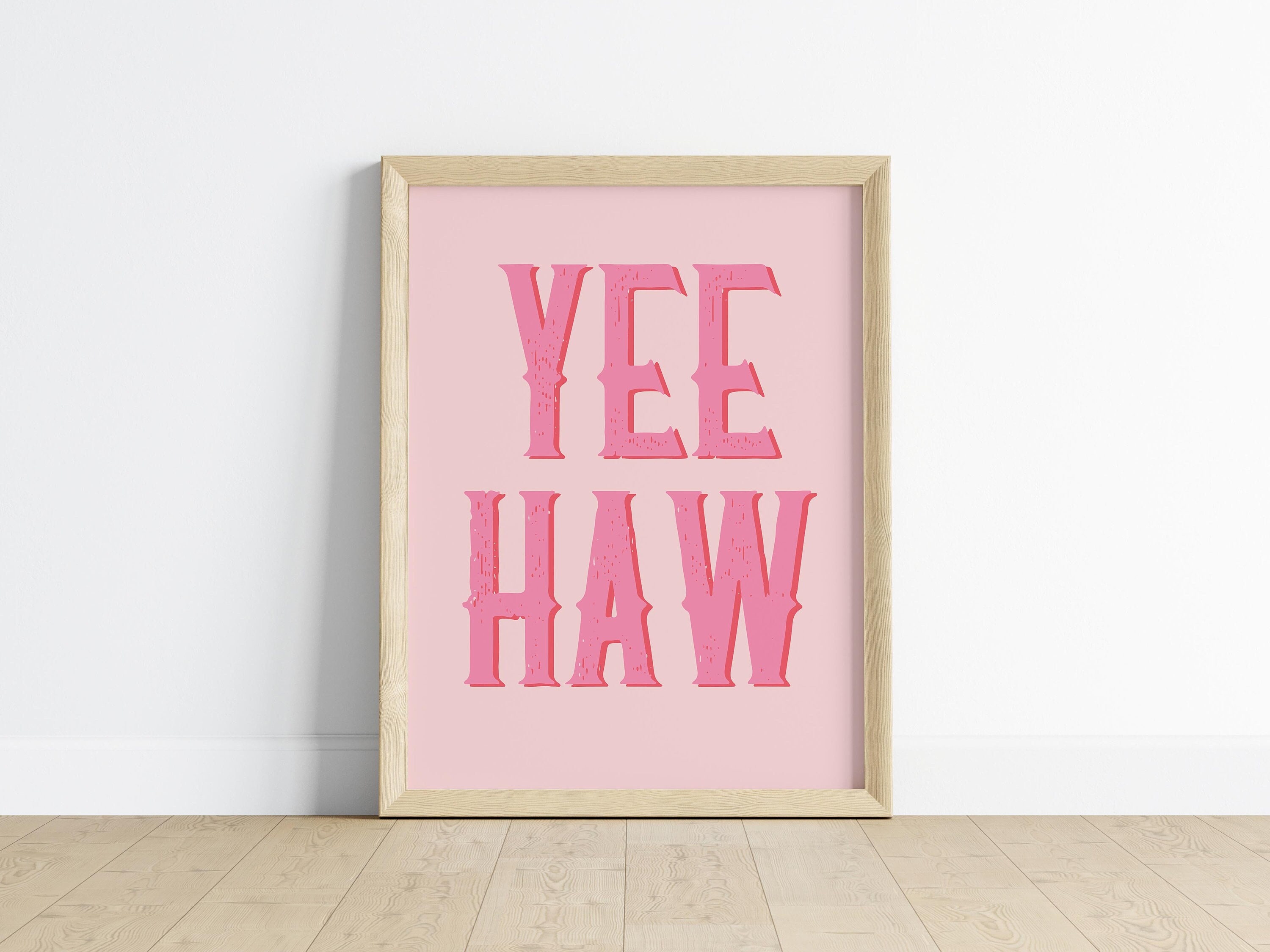Yee Haw Pink Cowboy Typography Digital Art Print - Etsy