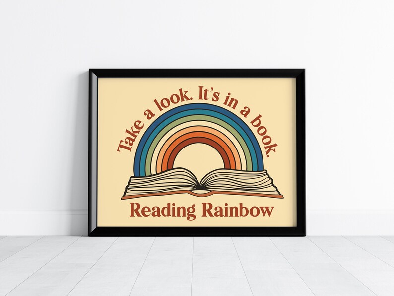 Reading Rainbow Retro Digital Art Print - Etsy