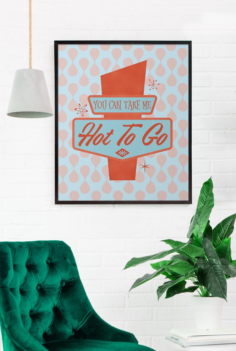 Hot to Go Retro Digital Art Print HOTTOGO - Etsy