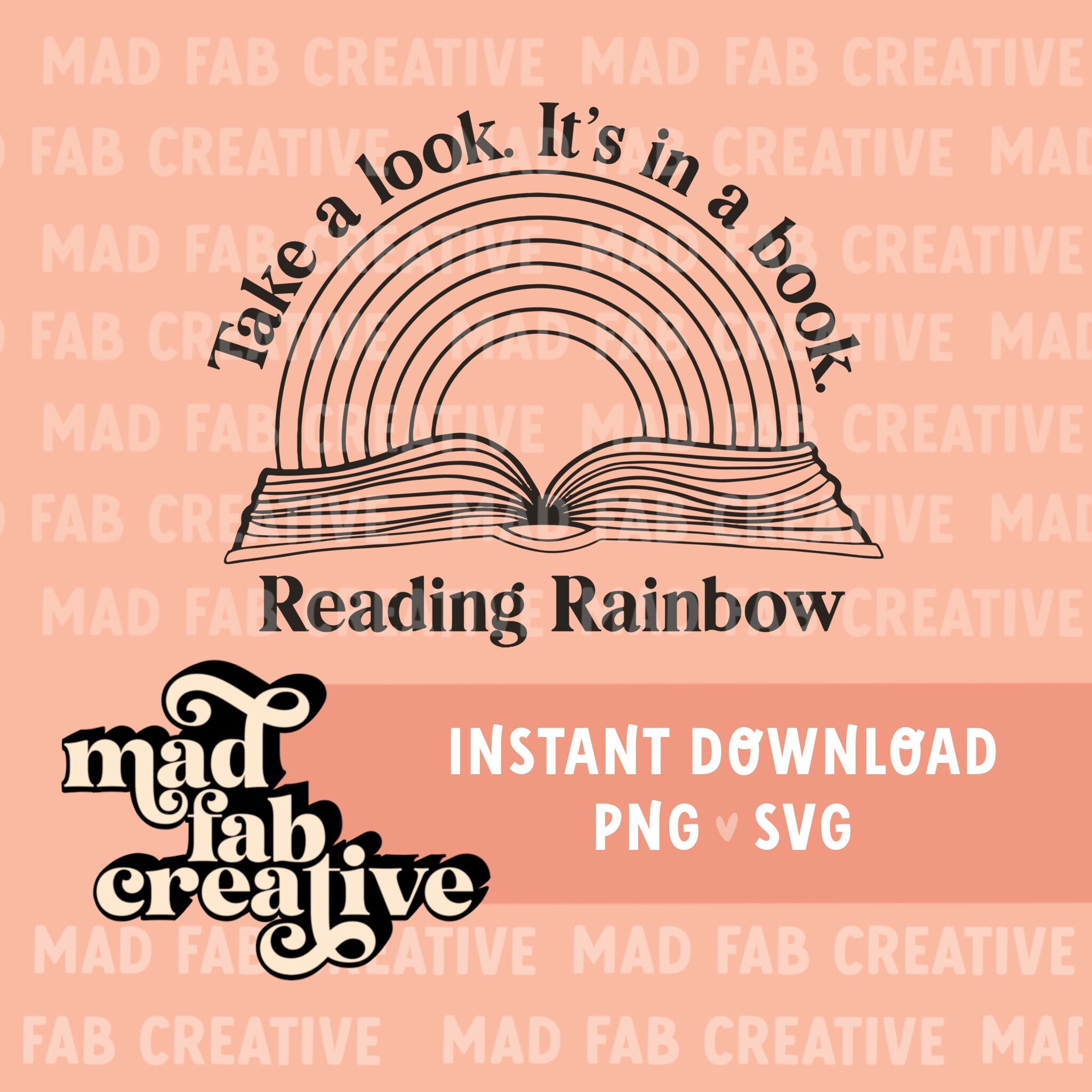 Reading Rainbow Book SVG PNG Digital Download Vinyl Cut File - Etsy