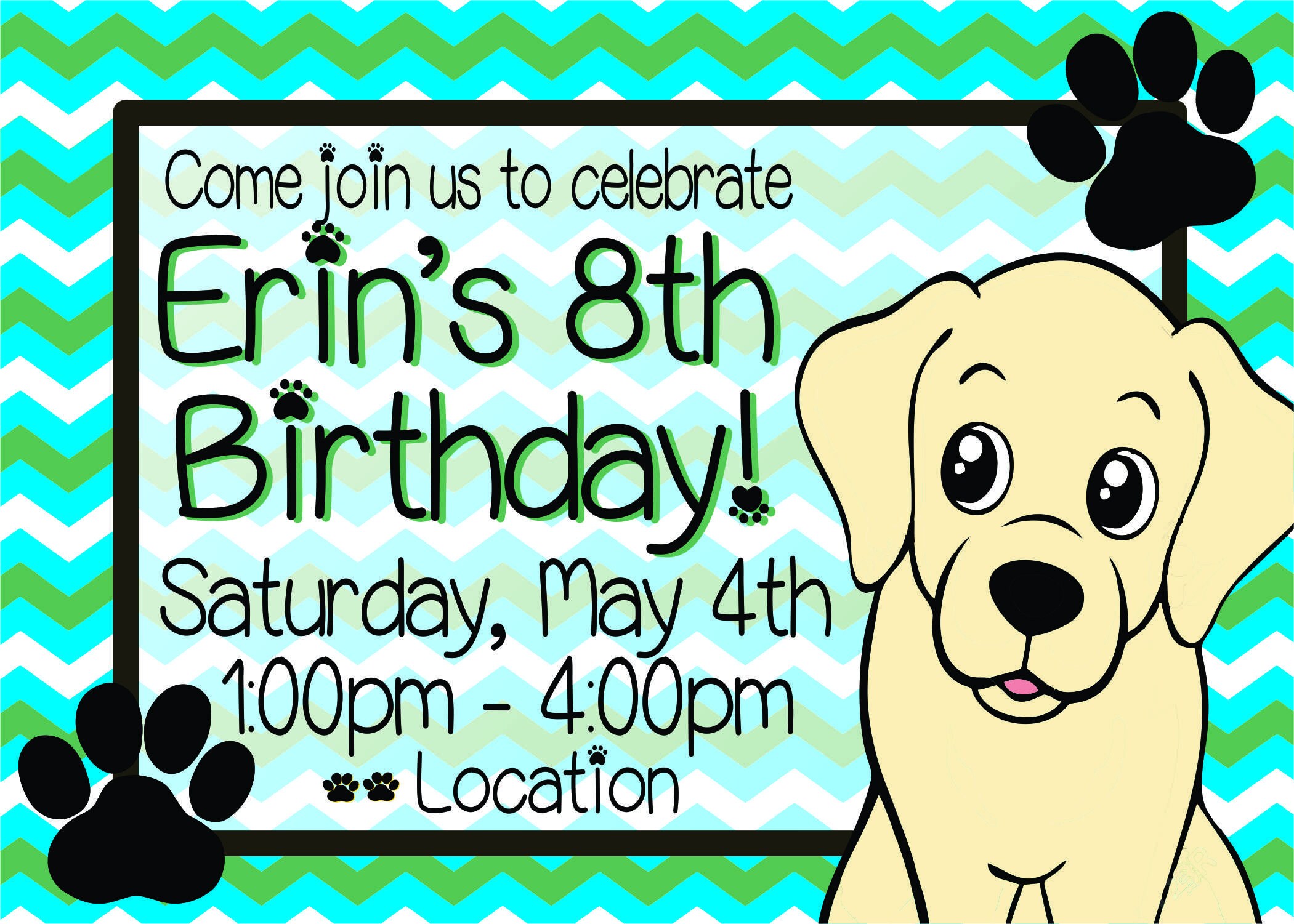 Labrador Kids Birthday Invitation | Etsy