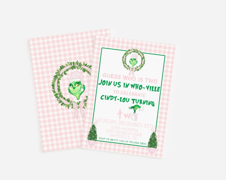 Grinch Birthday Invitation, Grinch Party, Guess Who is Two, Whoville ...