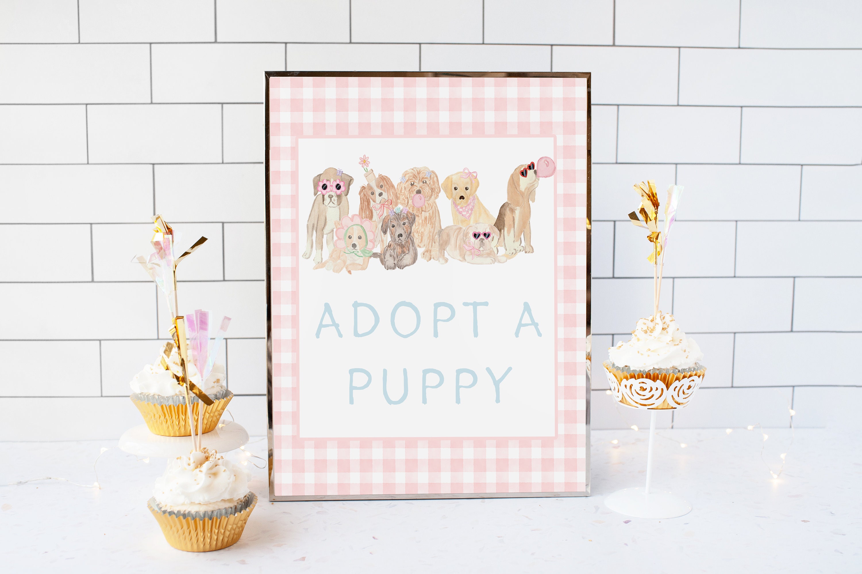 Adopt A Puppy Sign, Puppy Birthday Party, Dog Pawty, Girl Birthday ...