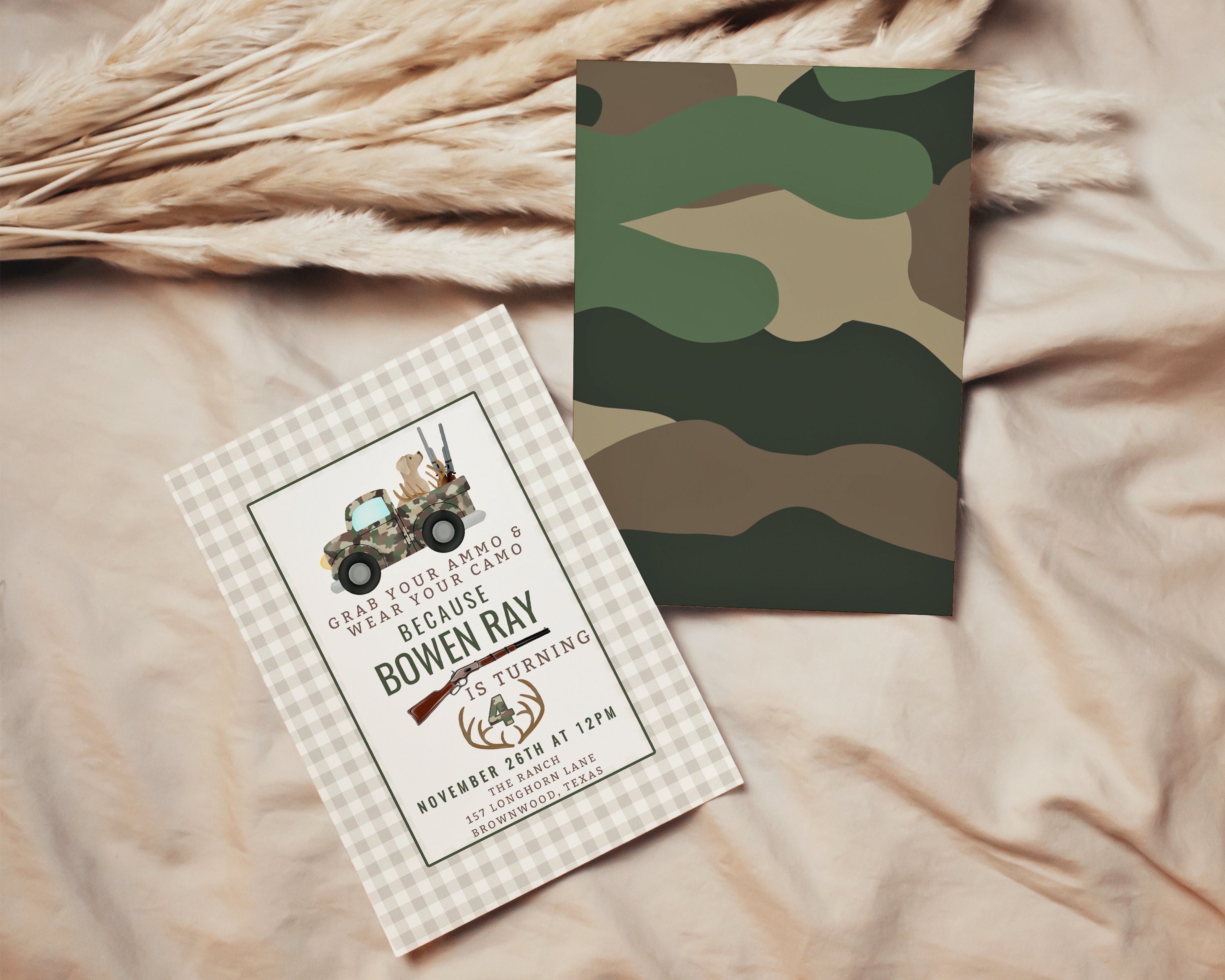 Camo Hunting Birthday Invitation L Camo Baby Shower Invite L Deer ...