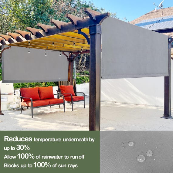 Custom Universal Waterproof Pergola Cover Patio Canopyadjustable UV Block Shade Cover W Heavy Duty Metal Rods Paracord Grey Etsy