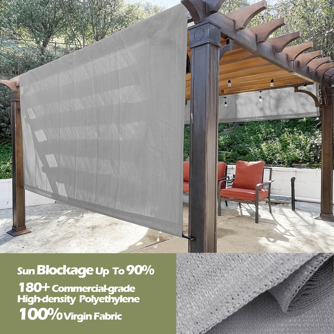 Custom Sized Sun Shade Breathable Rod Pocket Pergola Replacement Shade ...