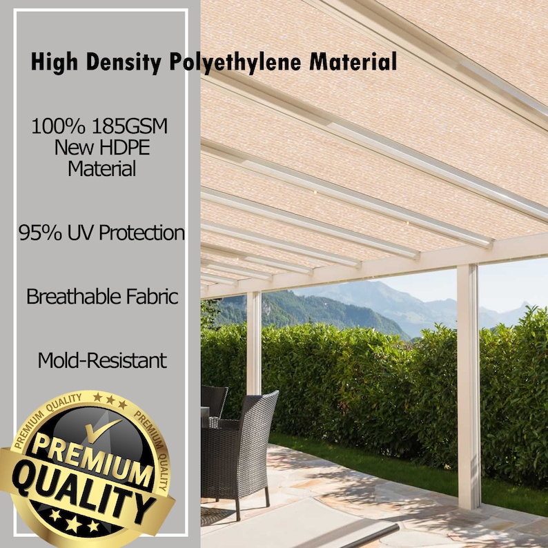 Custom Sized UV Sun Block Shade Screen Patio Canopy Cover- Banha Beige ...