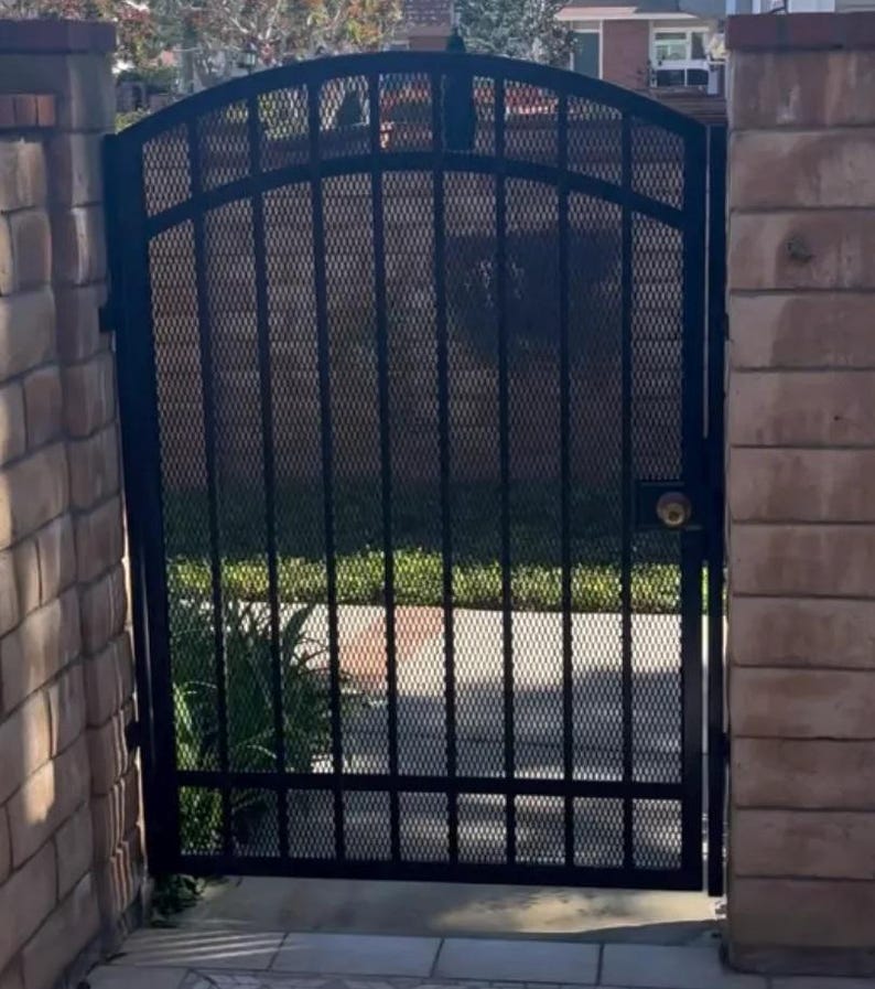 Custom Arched Gate Privacy Screen: Black PVC Coated, 95% UV & FR Rated ...