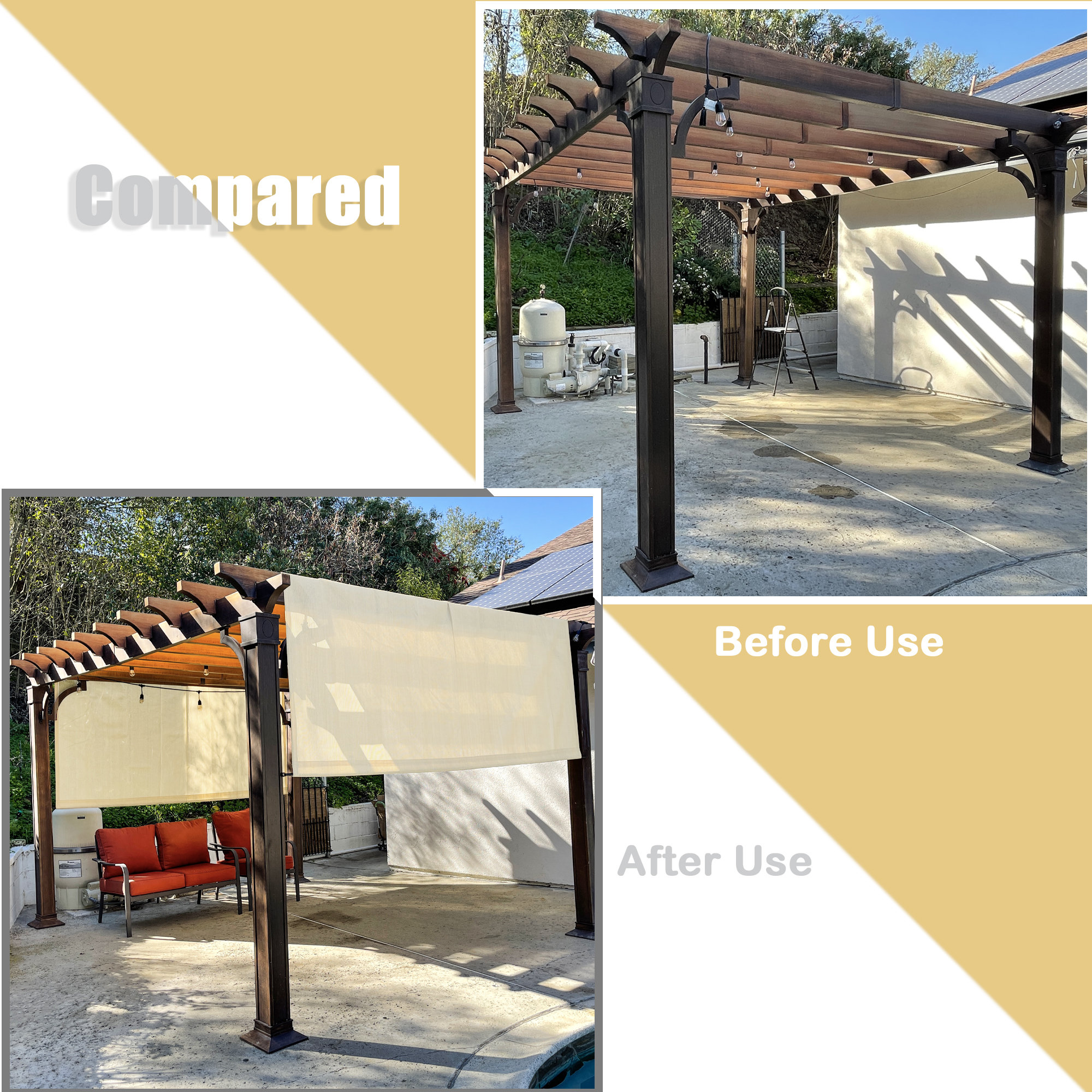 Custom Sized Beige Pergola Cover: Breathable Shade With Metal Rods - Etsy