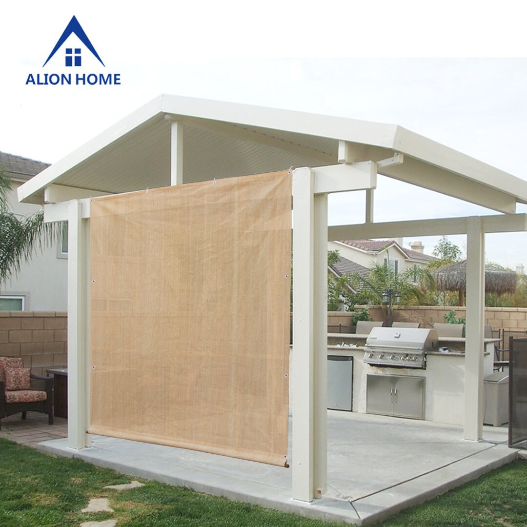 Custom Sized Rod Pocket Sun Shade Panel With 3 Sides Eyelets for Patio ...