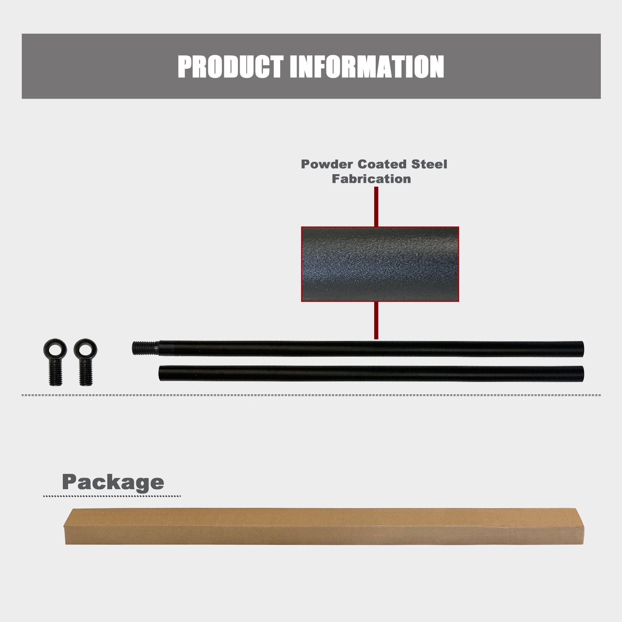 Heavy Duty 5/8'' Metal Rods With Eye Loops: Pergola Canopy, Sun Shade ...