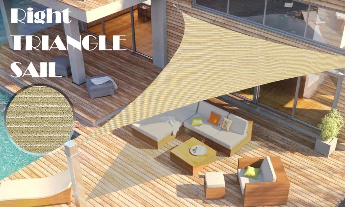 Custom Sized Right Triangle 185GSM UV Block Sun Shade Sail Permeable ...