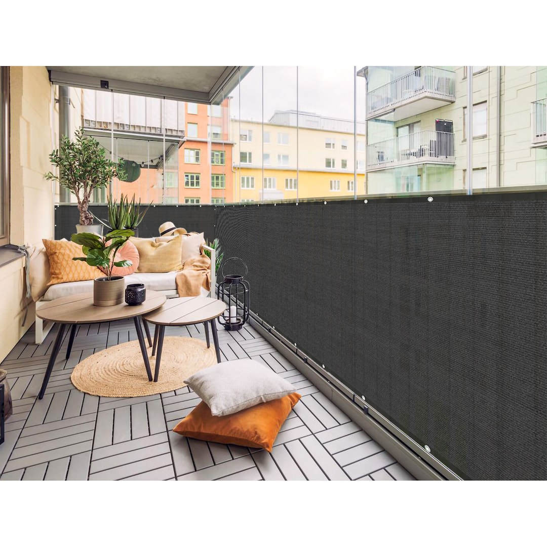 Custom Black Privacy Screen Outdoor Windscreen Cover: Balcony, Deck ...