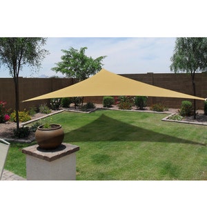 Custom Sized Triangle Sun Shade Sail - 185GSM Permeable UV Block Shade ...