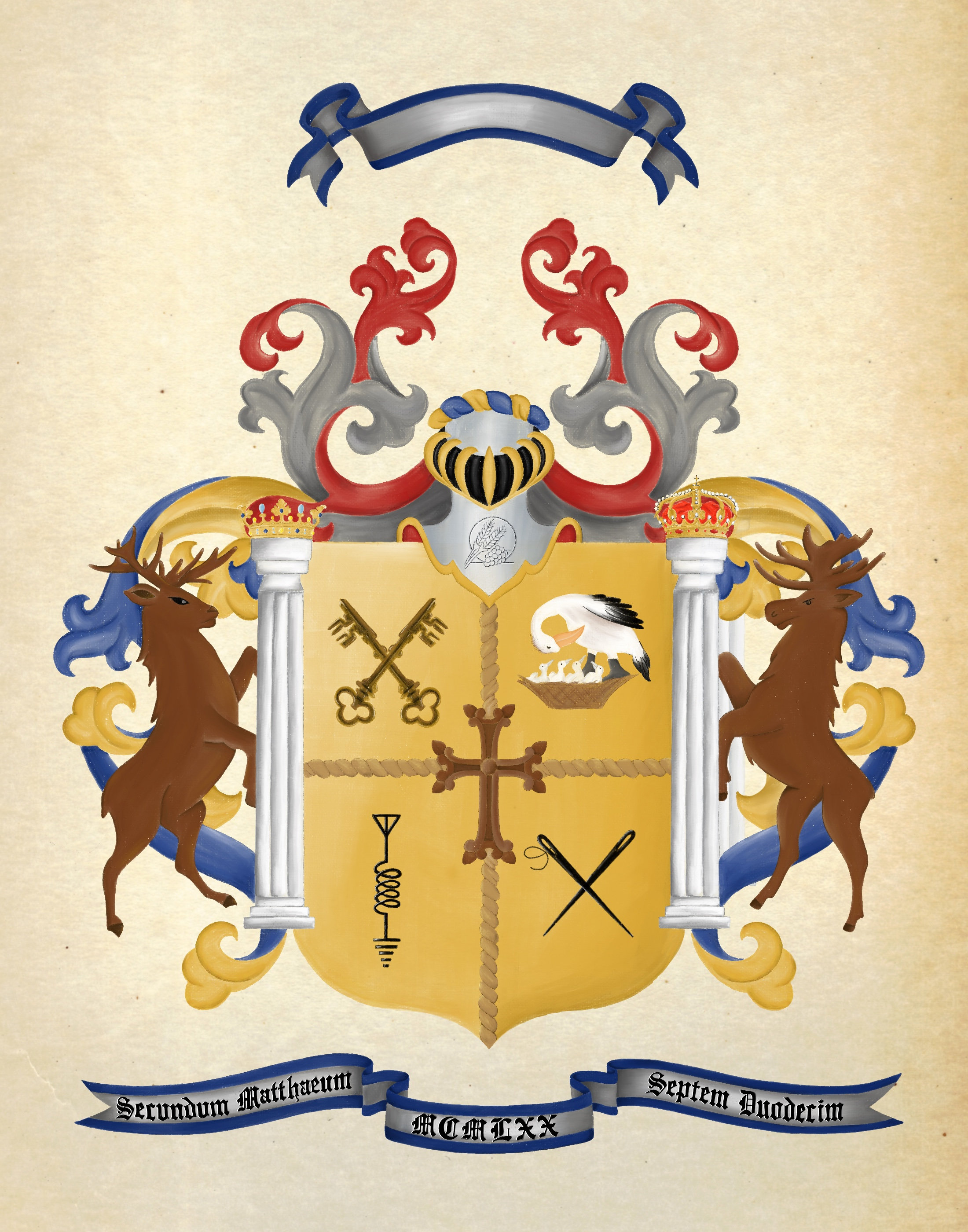Complex Custom Family Coat of Arms/family Crest or Logo, Personalized ...