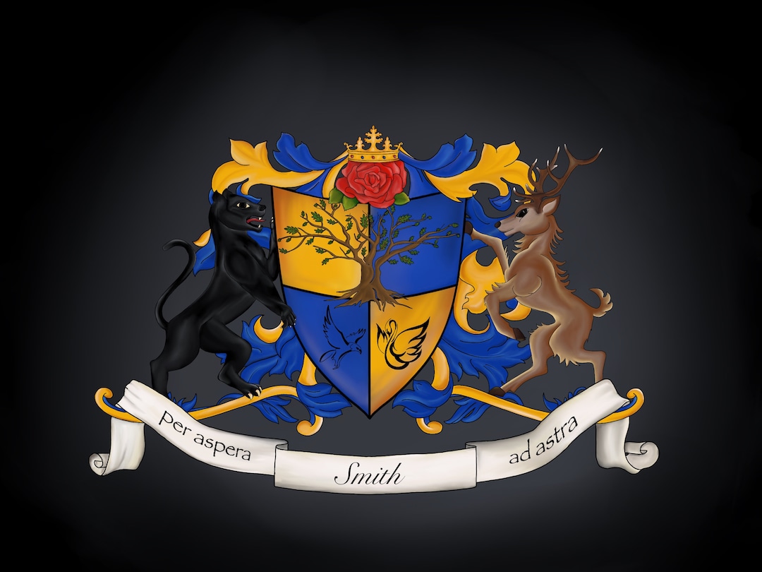 Complex Custom Family Coat of Arms/family Crest or Logo, Personalized ...