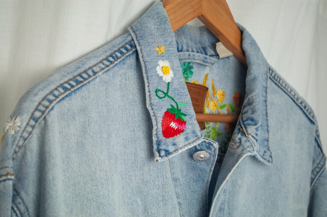 Custom Embroidered Jean Jacket - Etsy