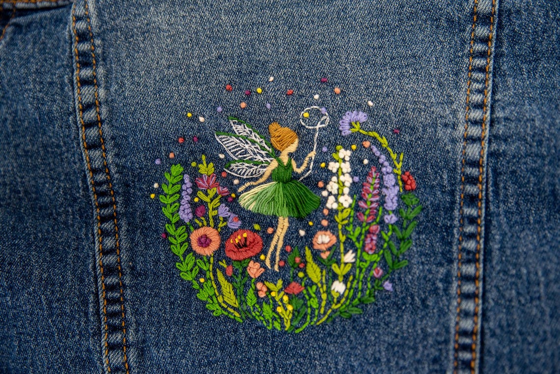 Girls Embroidered Fairy Thrifted Jean Jacket - Etsy