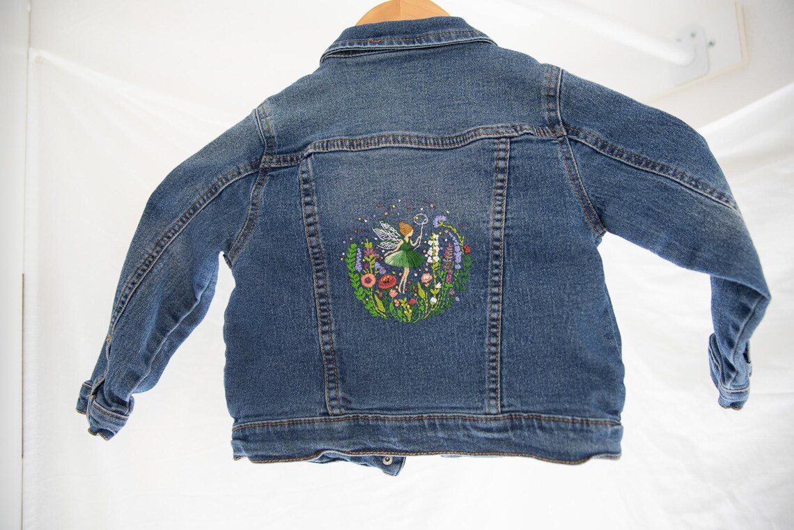 Girls Embroidered Fairy Thrifted Jean Jacket - Etsy