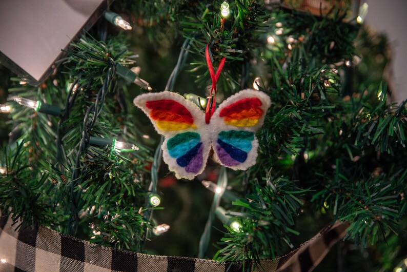 Rainbow Butterfly Christmas Tree Ornament - Etsy