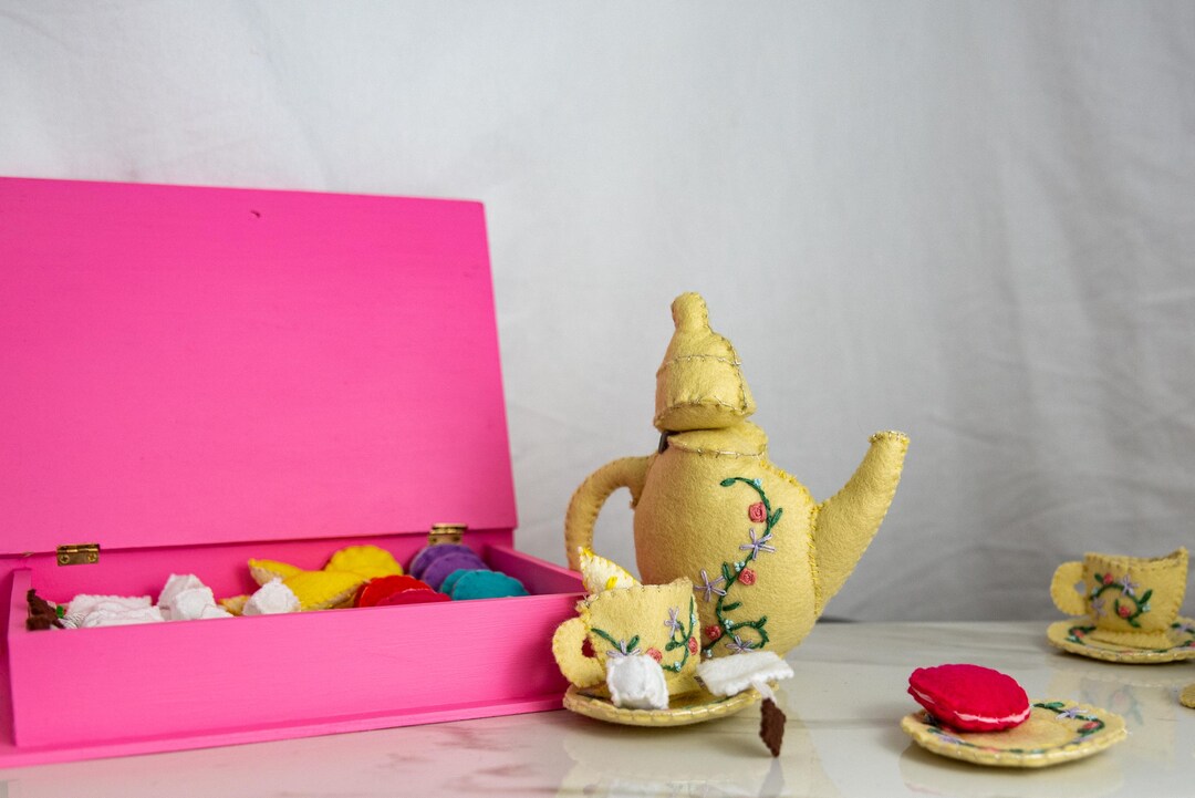Felt Tea Party Toy Set, Handmade Embroidered Play Food - Etsy