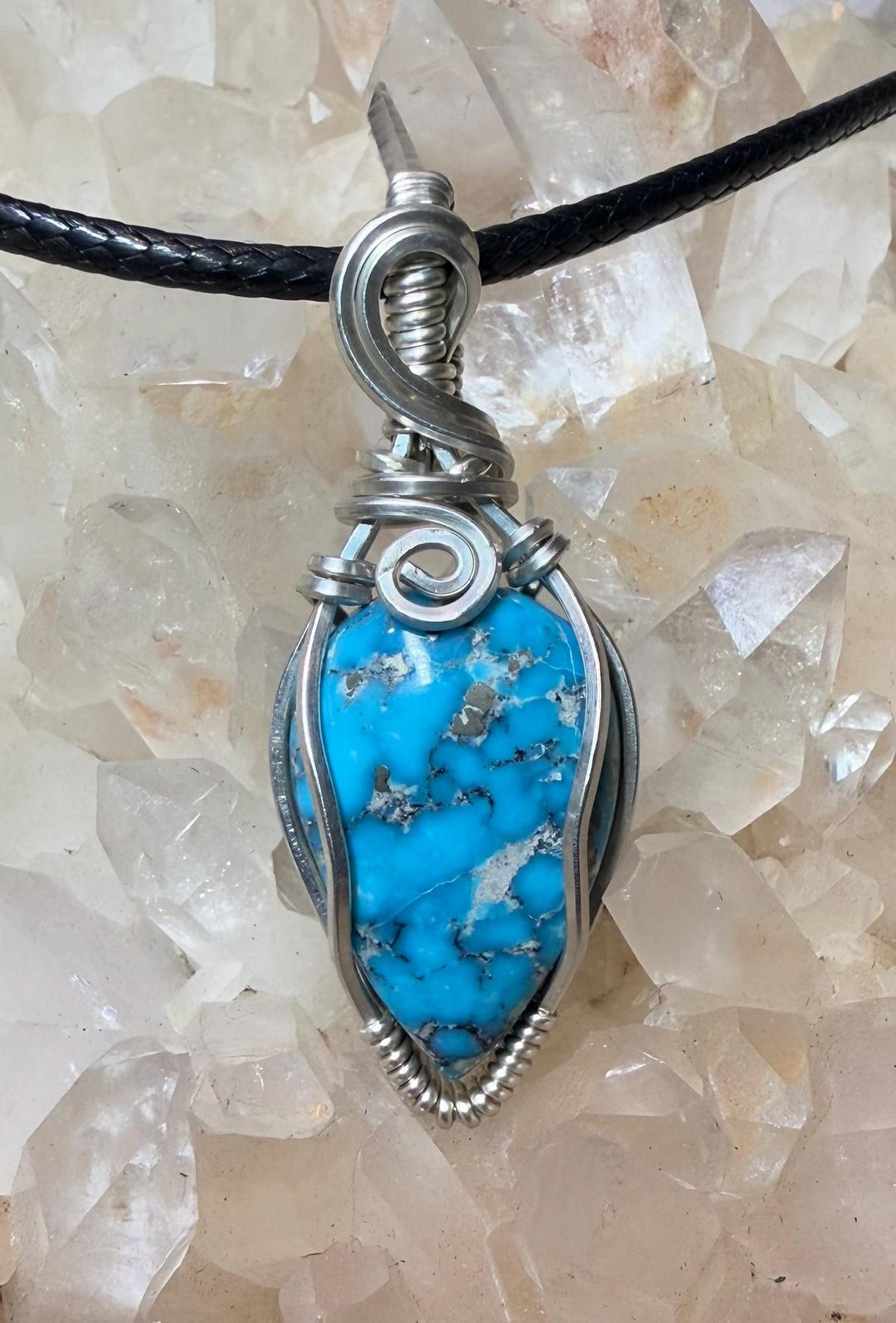 Blue Bird Turquoise & Sterling Silver Pendant. (#S-758) - Etsy