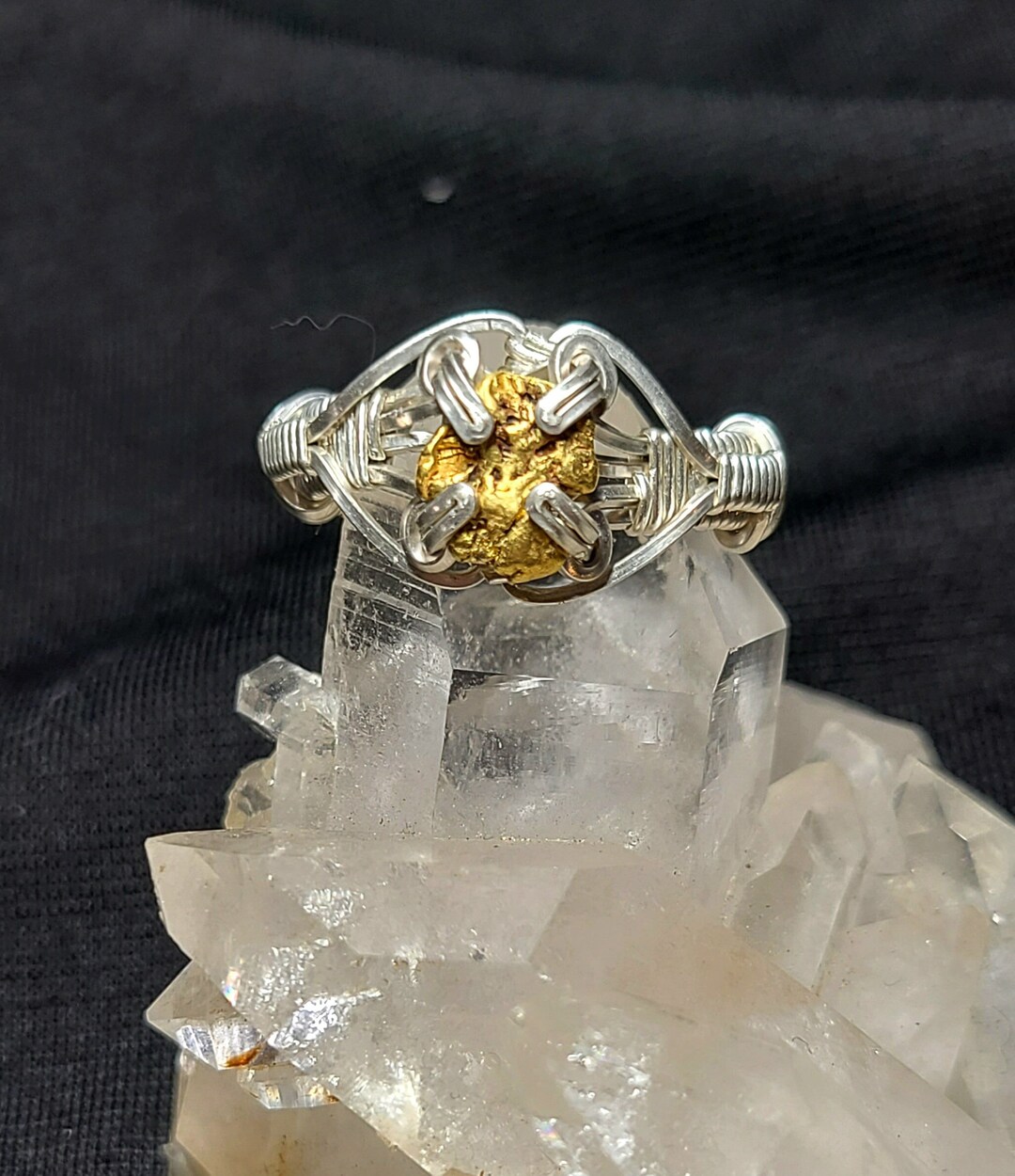 Size 8 Alaskan Gold Nugget & Sterling Silver Ring NR-1 - Etsy