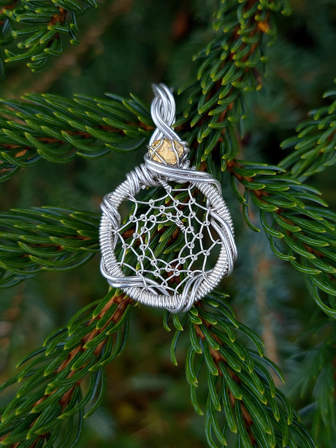 Alaskan Gold Nugget & Sterling Silver Dreamcatcher Pendant (#D-2) - Etsy