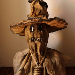 Handmade Jute Scarecrow Mask and Hat, Airbrushed Halloween Costume - Etsy