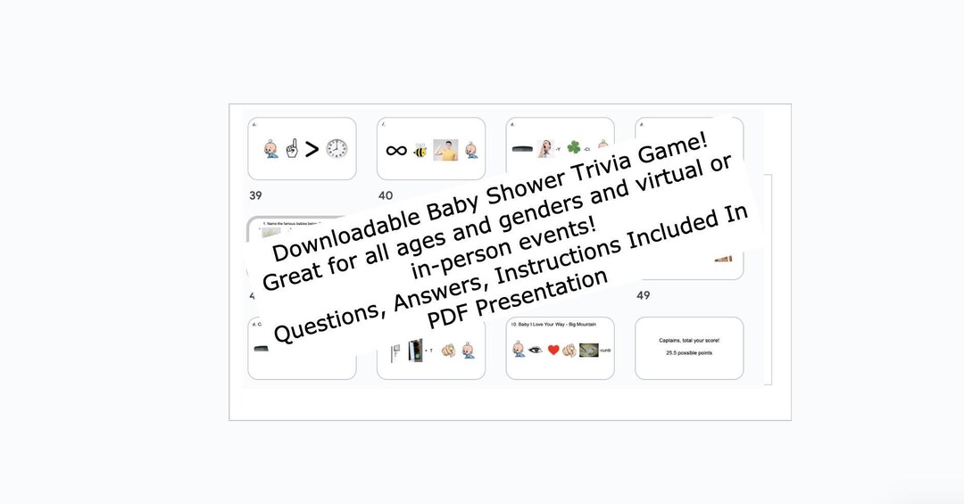 Fun Clever Baby Shower Trivia Game Activity - Great for Virtual and in ...