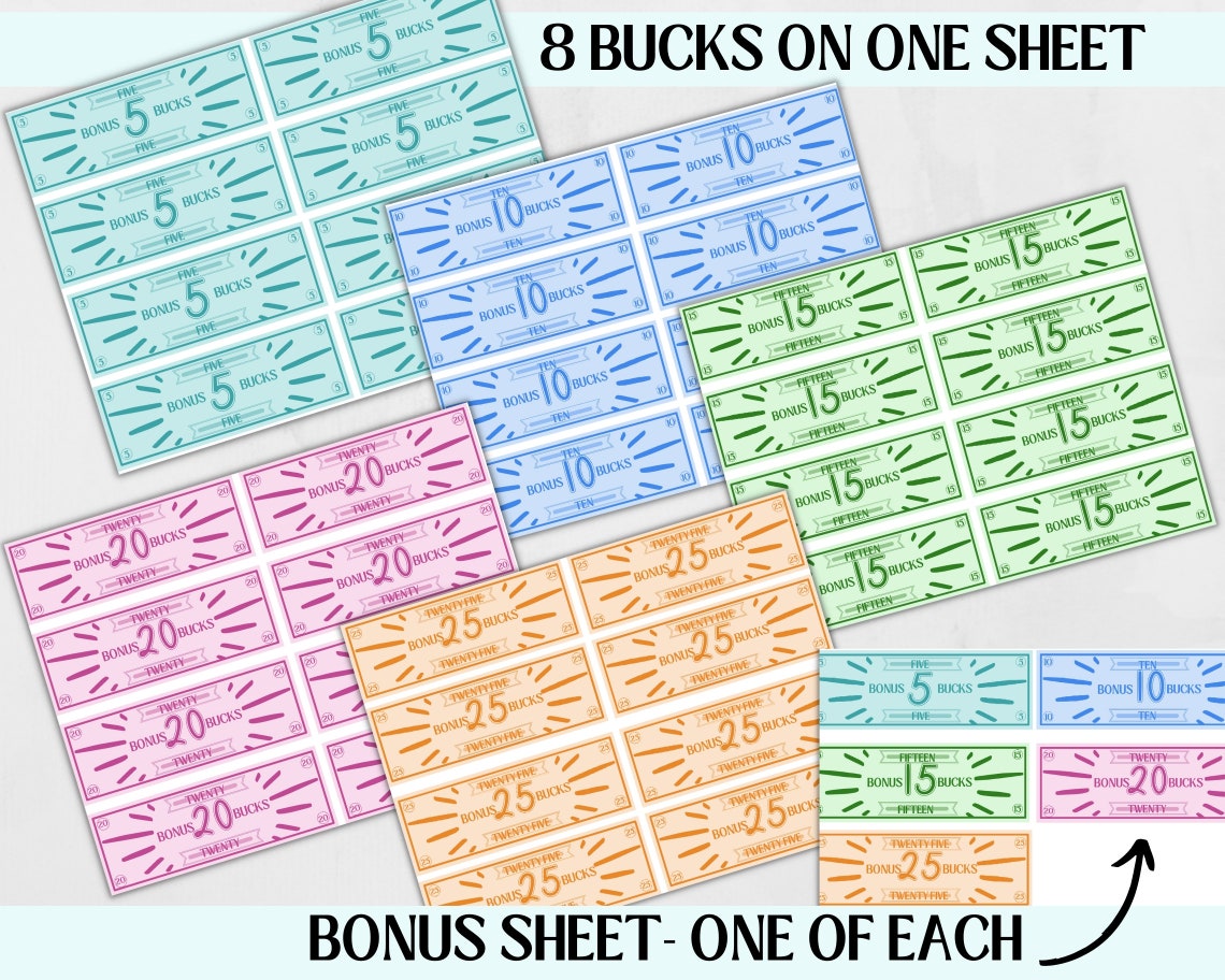 Reward Bucks for Kids Mom Bucks Good Behavior Game - Etsy