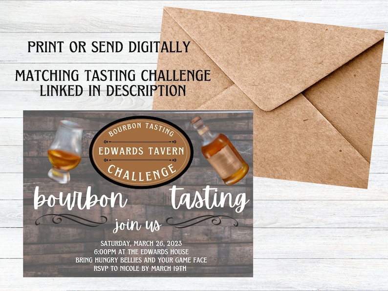 Bourbon Whiskey Tasting Invitation Template Printable Invite - Etsy