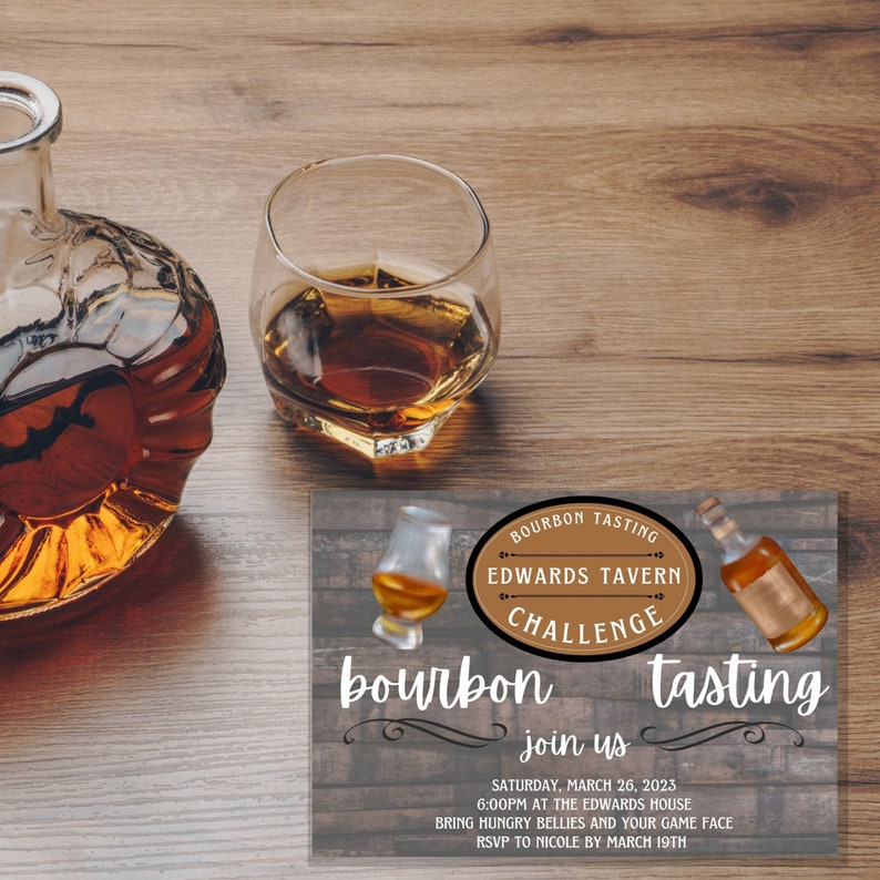 Bourbon Whiskey Tasting Invitation Template, Printable Adult Birthday ...