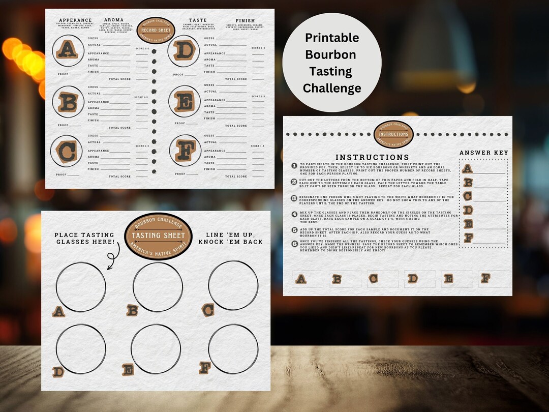Print Your Own Bourbon Whiskey Tasting Template, Bourbon Whiskey Trail ...