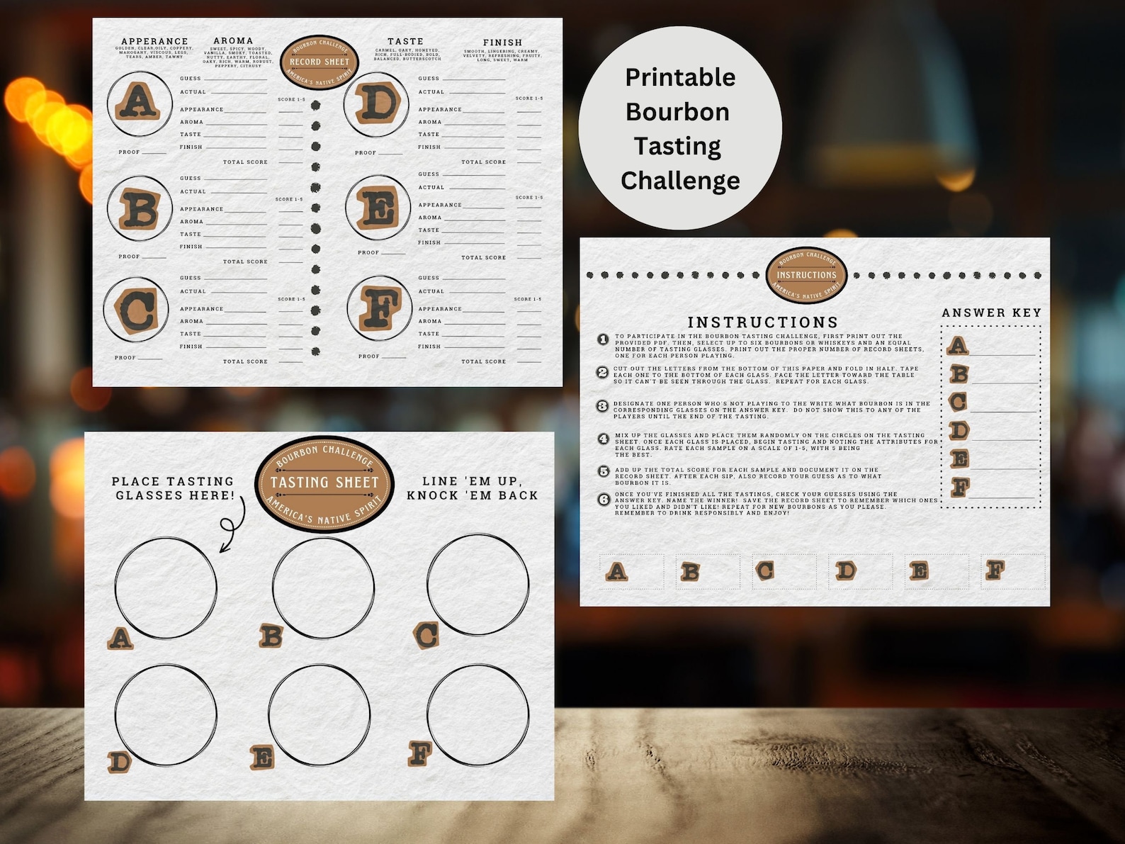 Print Your Own Bourbon Whiskey Tasting Template, Bourbon Whiskey Trail ...