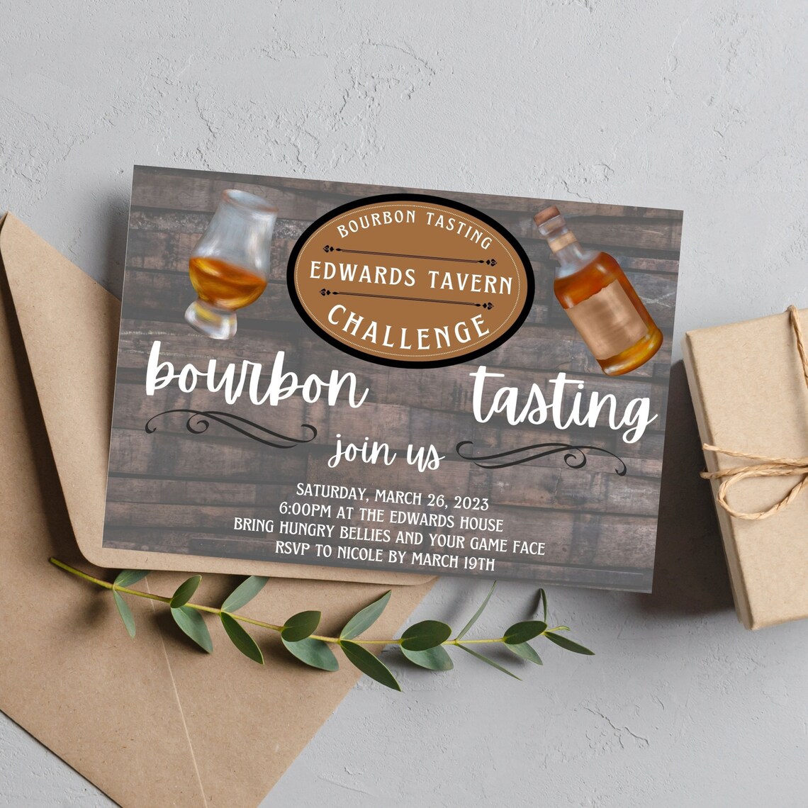 Bourbon Whiskey Tasting Invitation Template, Printable Adult Birthday ...