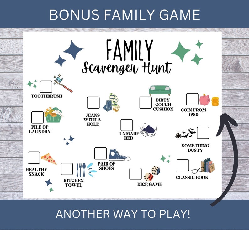 Family Scavenger Hunt, Treasure Hunt Cards, Kids Indoor Clue Game - Etsy